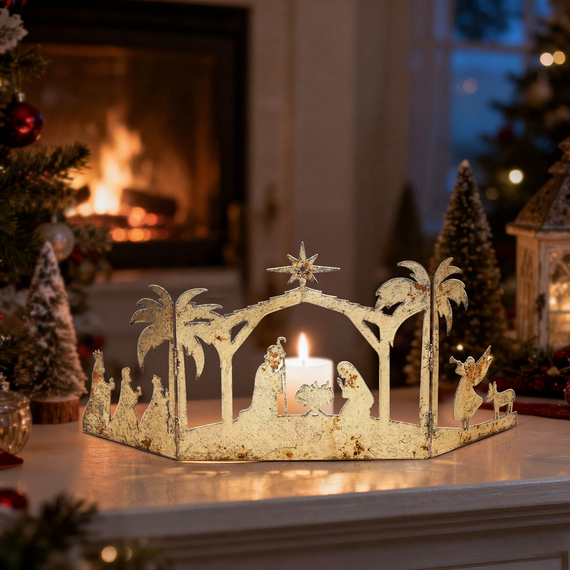 Vintage Metal Nativity Scene, Christmas Nativity Scene Holy Family ...