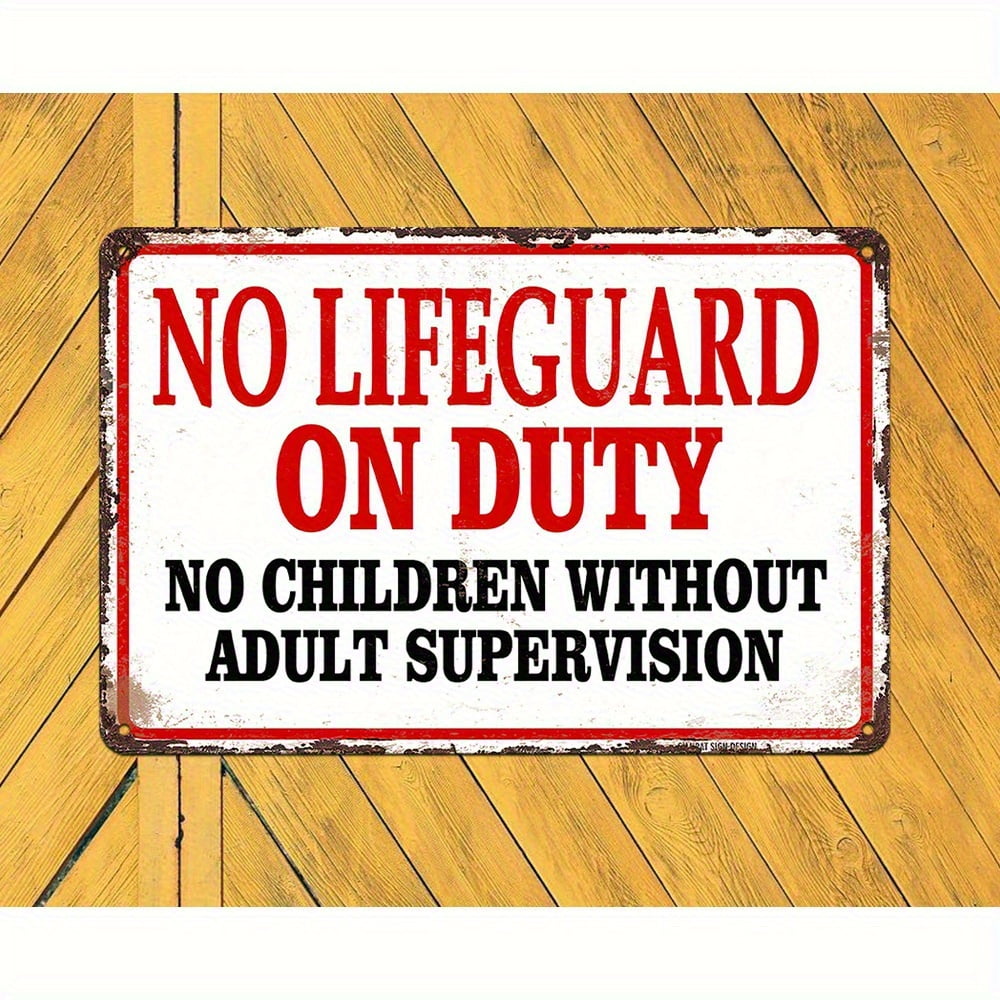 Vintage Metal "No Lifeguard on Duty" Warning Sign - Rustic Iron Wall ...