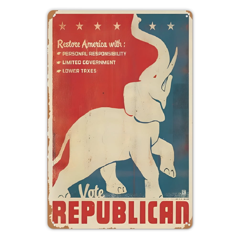 Vintage Metal Republican Political Sign - Art Decor with Pre-Drilled ...