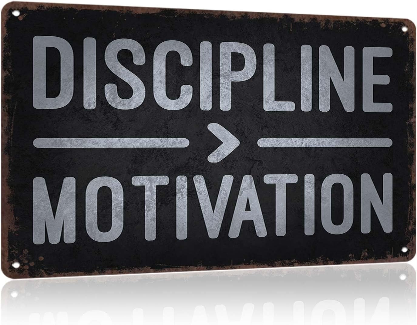 Vintage Metal Sign Discipline Is Greater Than Motivation Workout Room ...