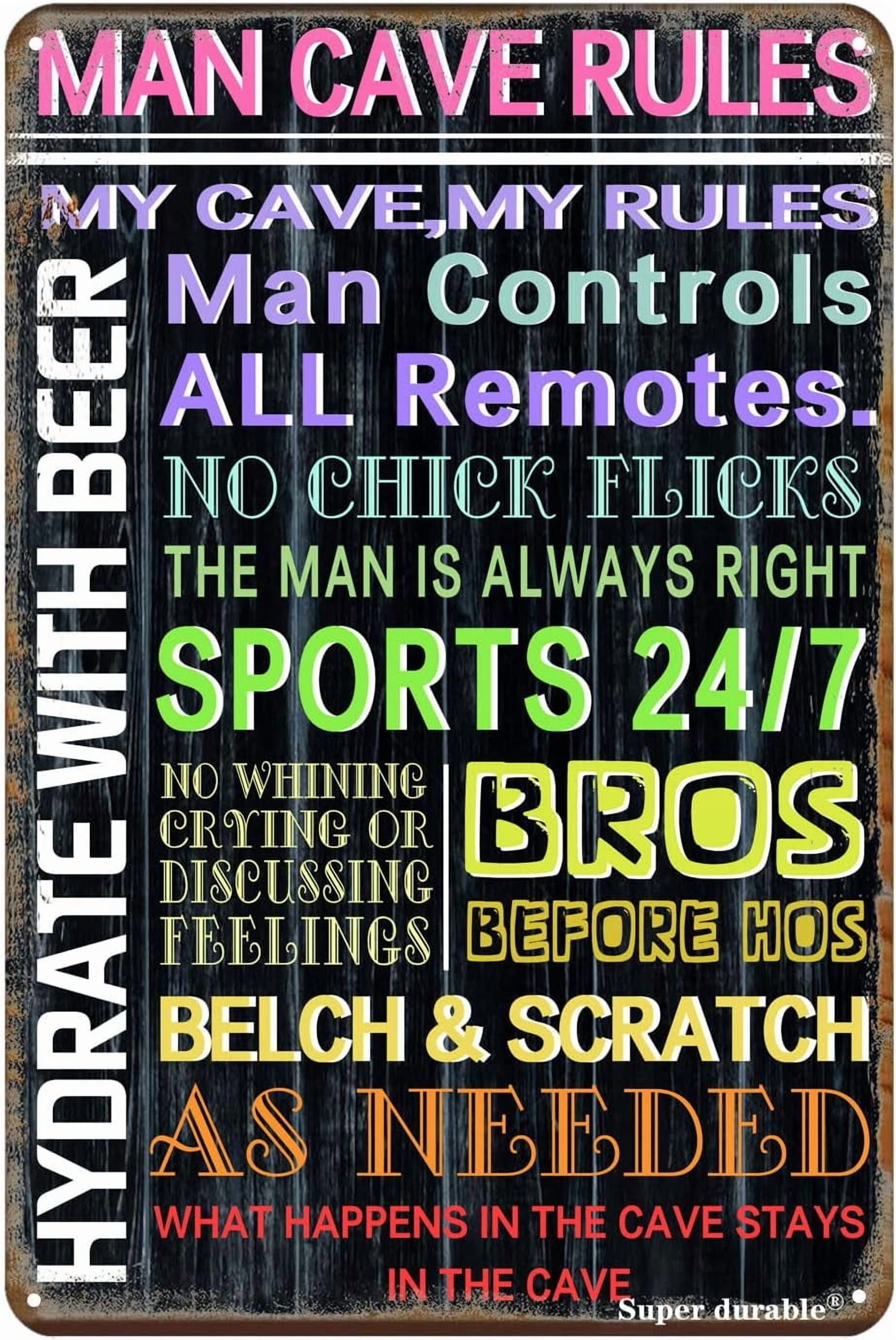 Vintage Metal Sign Man Cave Rules Tin Sign Vintage Wall Decor for Home ...