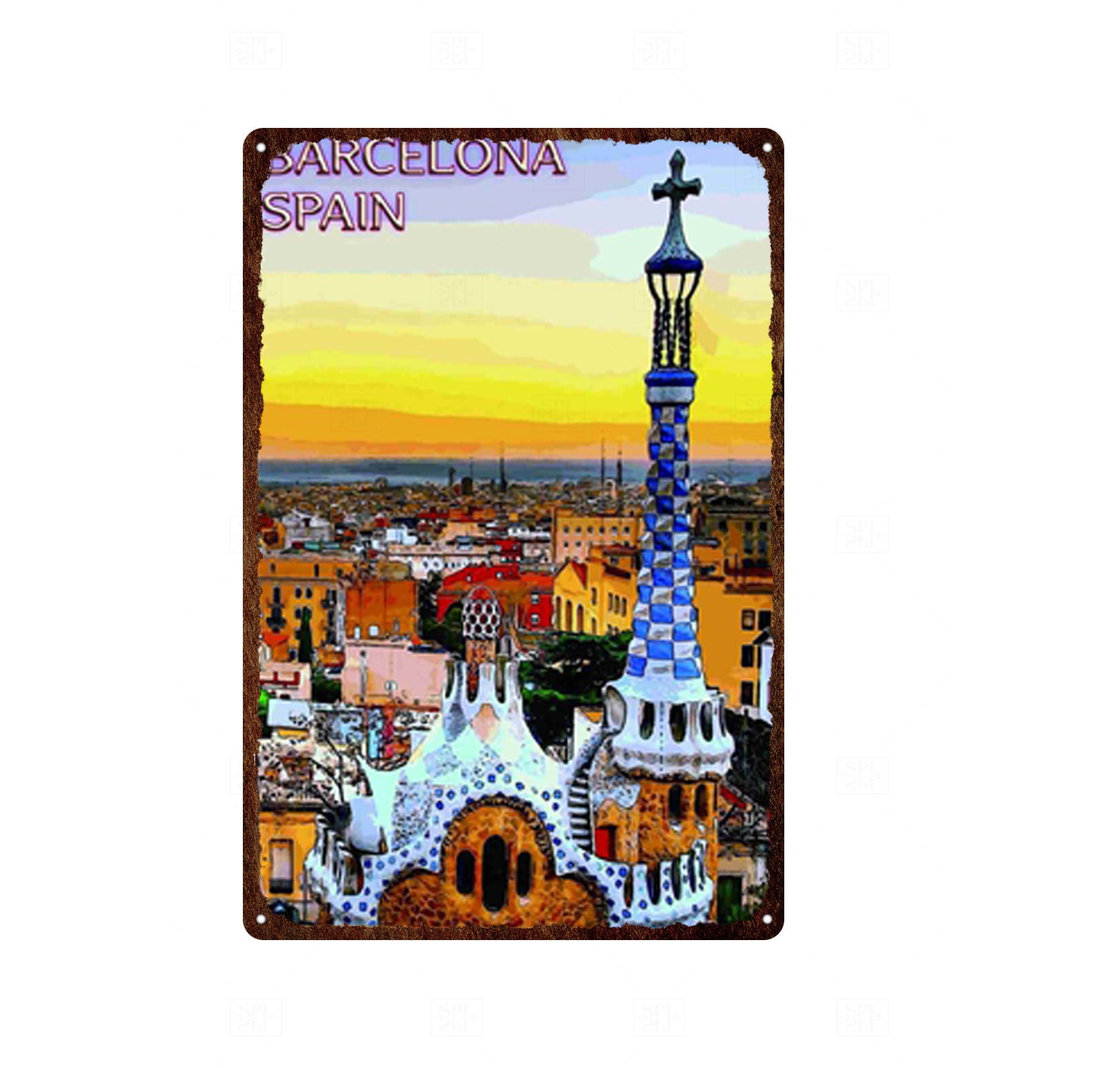 Vintage Metal Sign Plaque Decor for Hawaii Paris Rome City Buildings ...