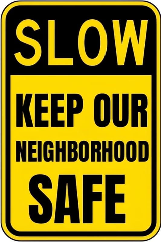 Vintage Metal Sign SLOW, KEEP OUR NEIGHBORHOOD SAFE Tin Sign Retro Wall ...