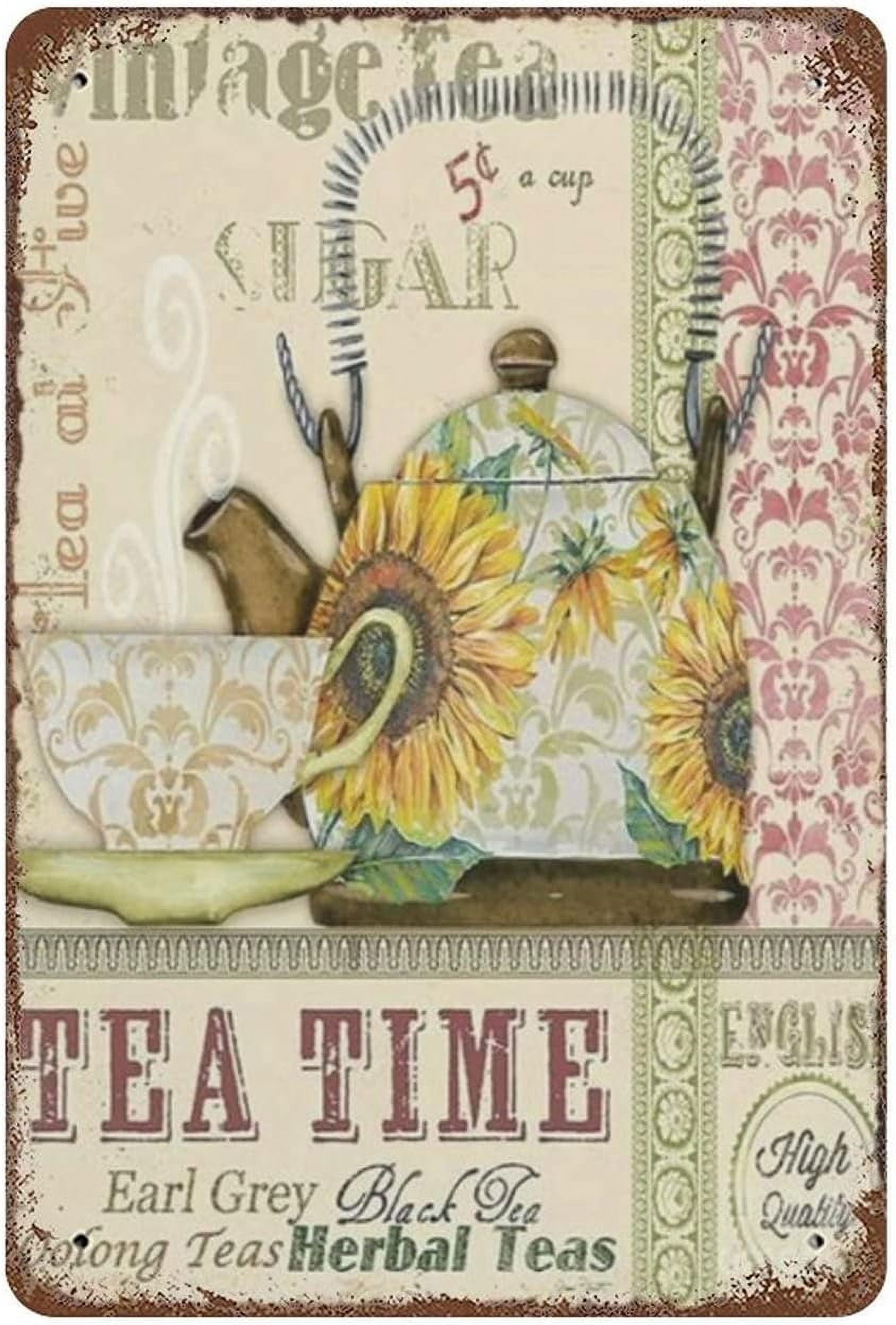 Vintage Metal Sign Tea Time Vintage Poster Plaque Tin Sign Wall Decor ...