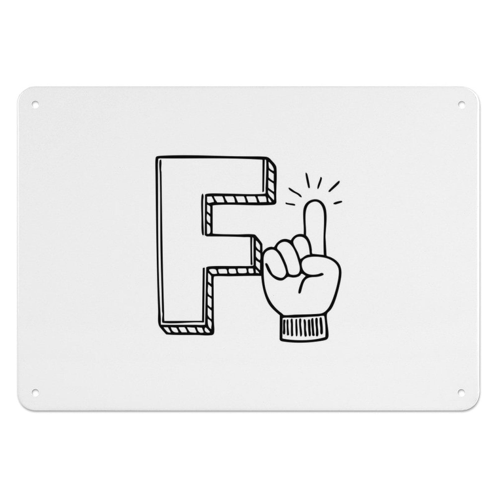 Vintage Metal Signs,Black - and - White Hand - Drawn F with Pointing ...