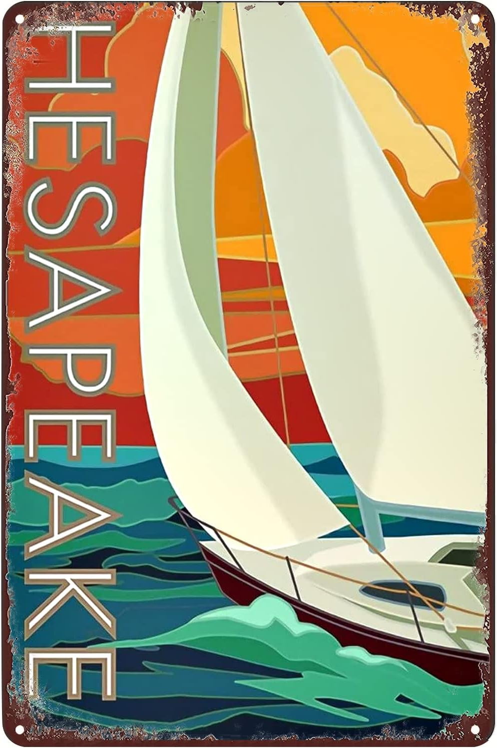 Vintage Metal Signs Chesapeake Bay Travel Poster City Trip Landscape ...