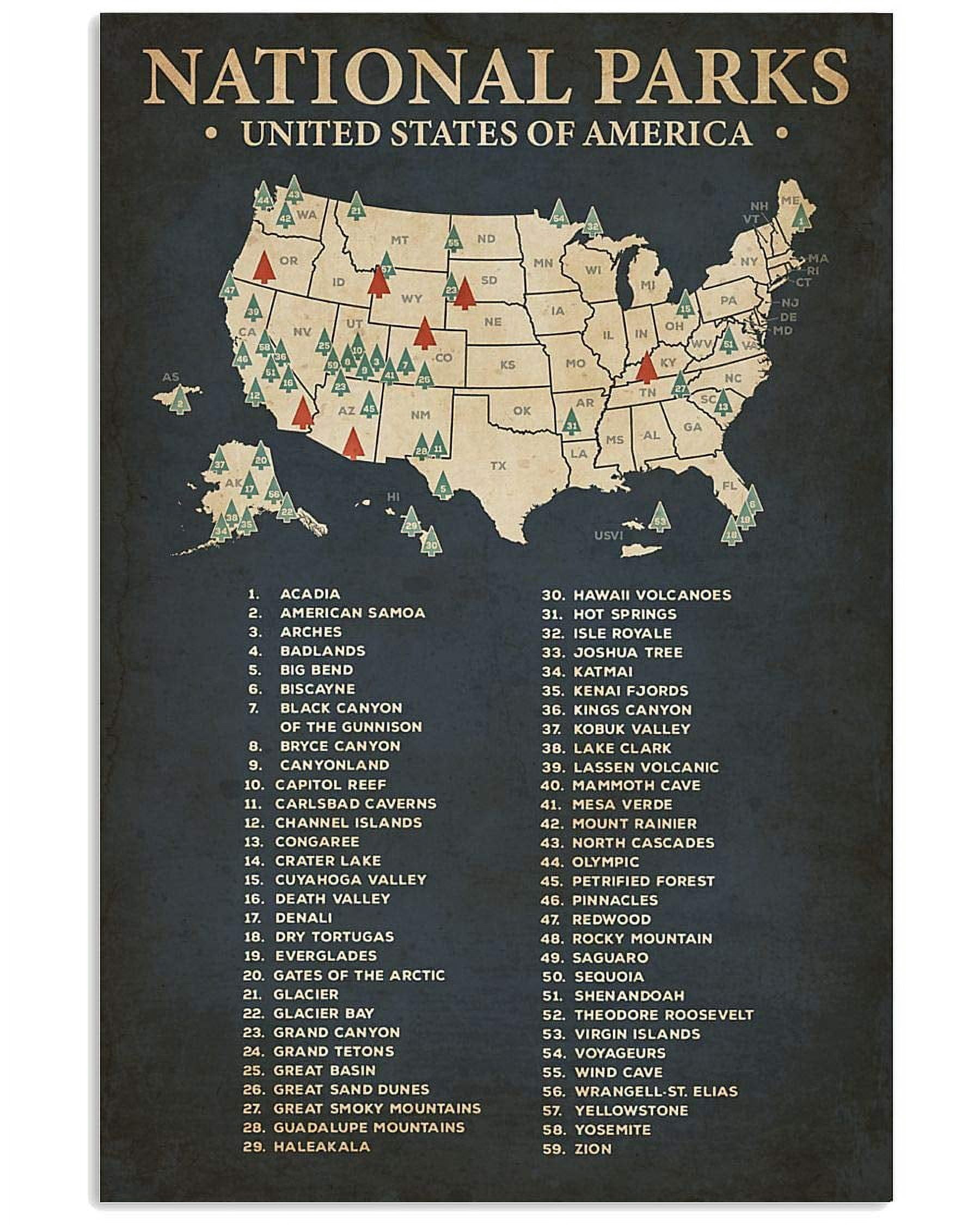 Vintage Metal Signs National Parks United States Of America Home Room ...