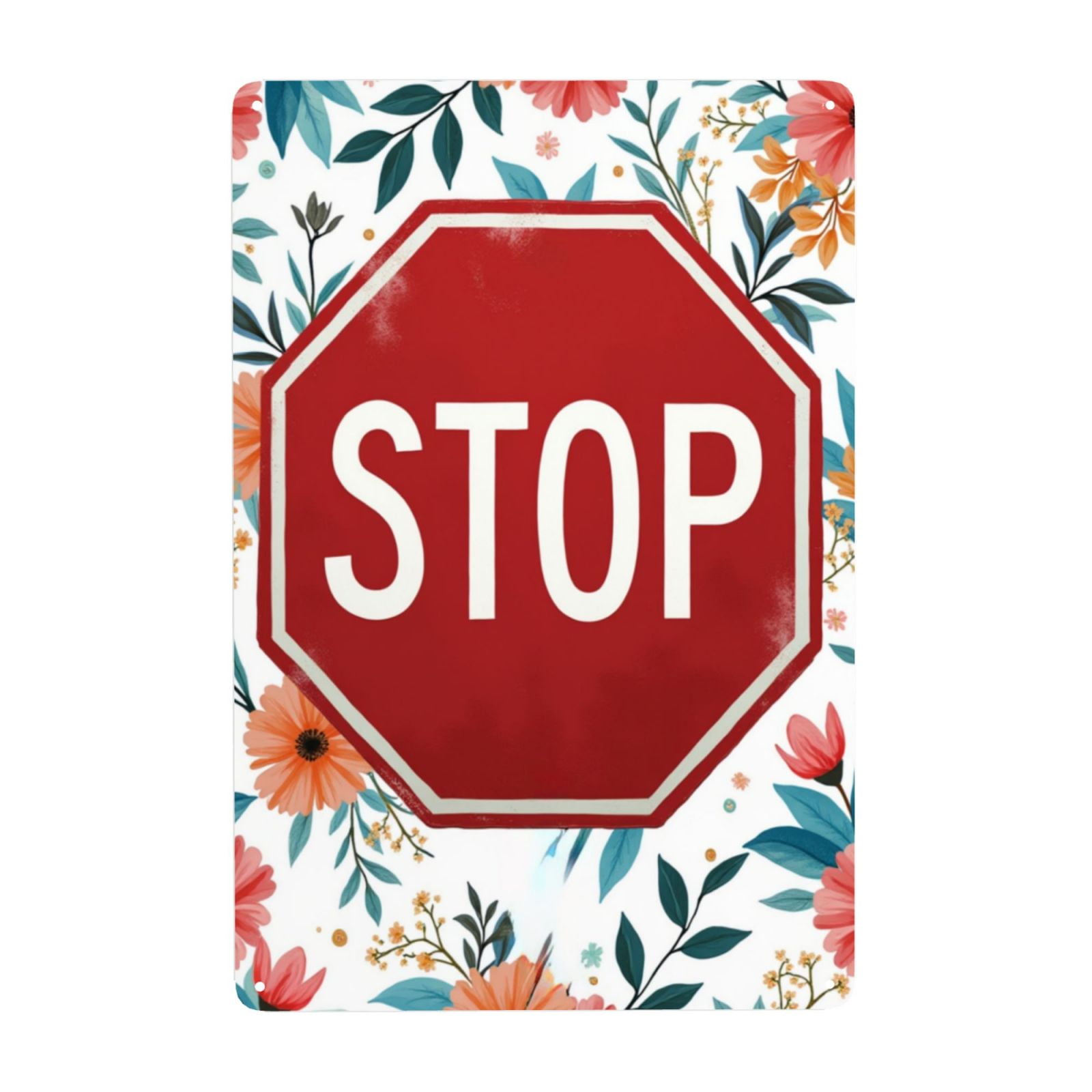 Vintage Metal Stop Sign Tin Sign Vertical Street Traffic Slow Warning ...