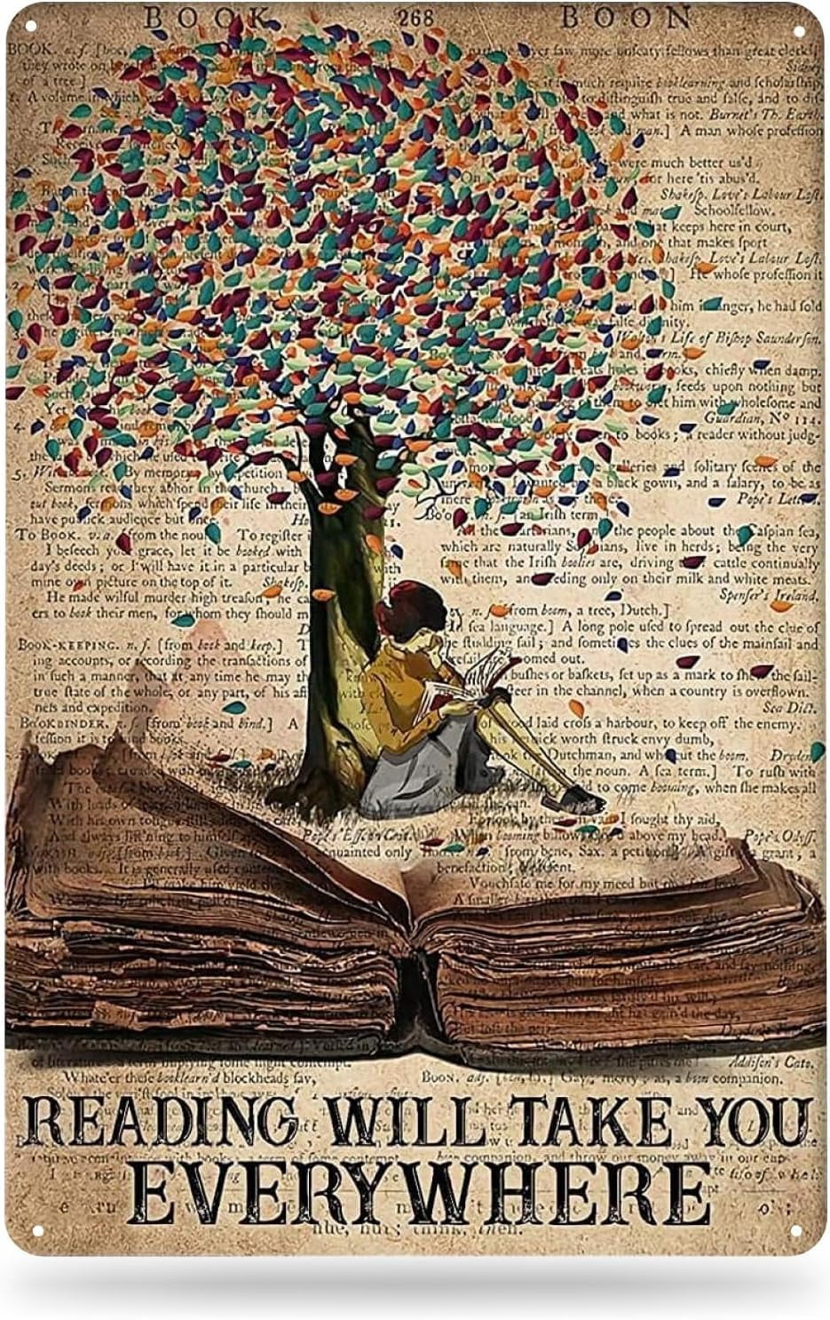 Vintage Metal Tin Poster - Reading Will Take You Everywhere, Home ...
