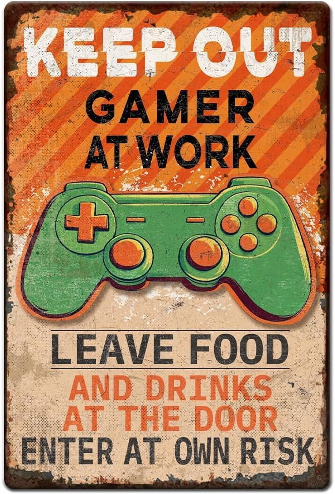 Vintage Metal Tin Sign 8"x12" Retro Iron Gamer Room Sign Rusty Look ...