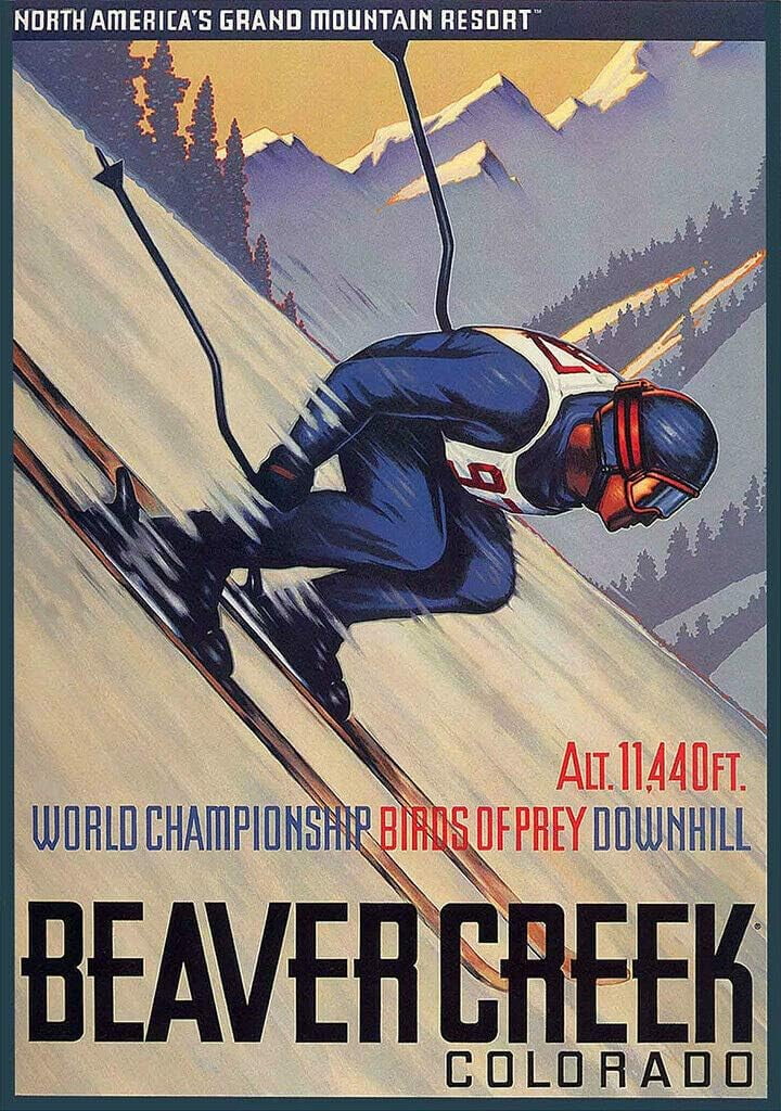 Vintage Metal Tin Sign Beaver Creek Colorado Vintage Travel Ski Posters ...