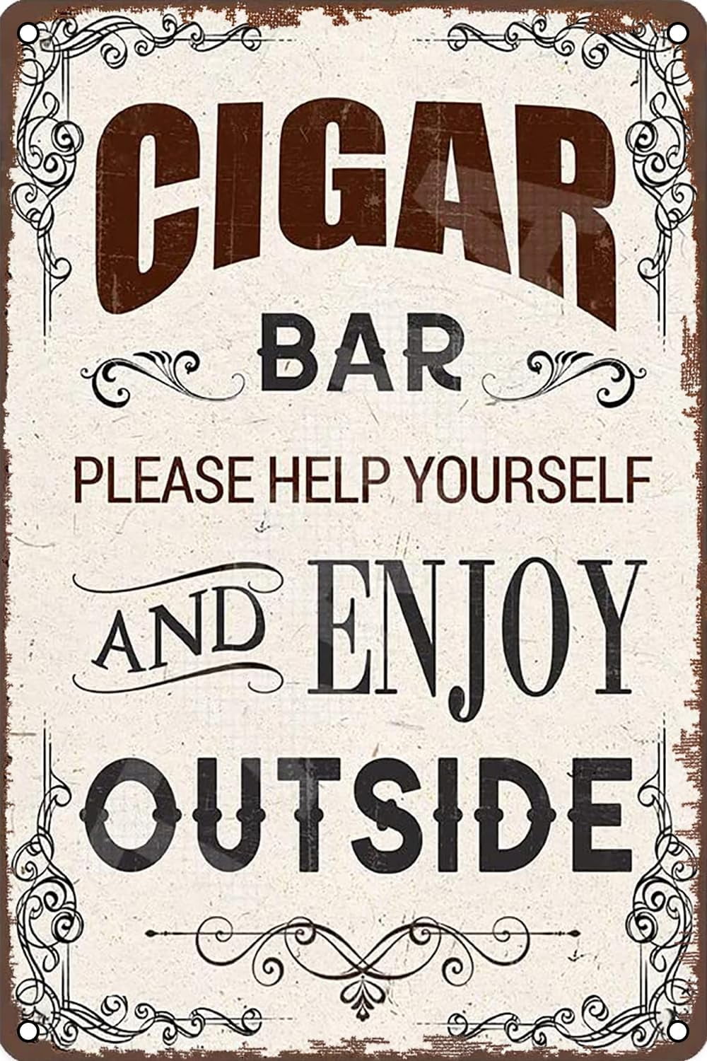 Vintage Metal Tin Sign Cigar Bar Please Help Yourself and Enjoy Outside ...