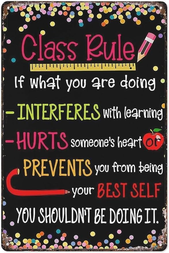 Vintage Metal Tin Sign Class Rule, Classroom Poster - If What You Are ...