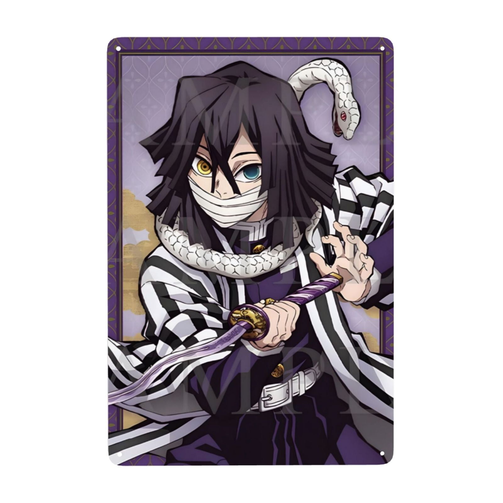 Vintage Metal Tin Sign Demon Slayer Iguro Obanai Poster Wall Decor for ...