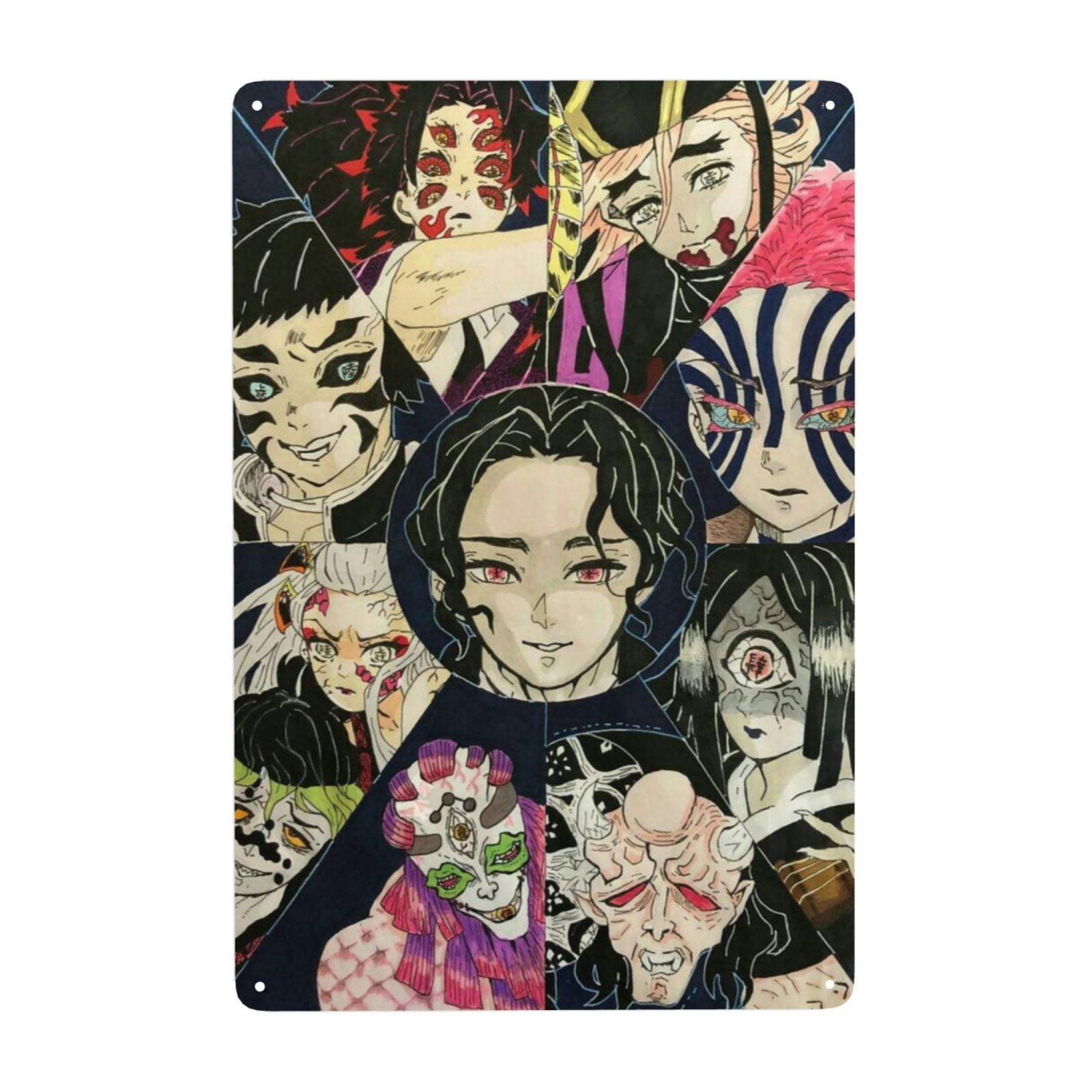 Vintage Metal Tin Sign Demon Slayer Kibutsuji Muzan Poster Wall Decor ...