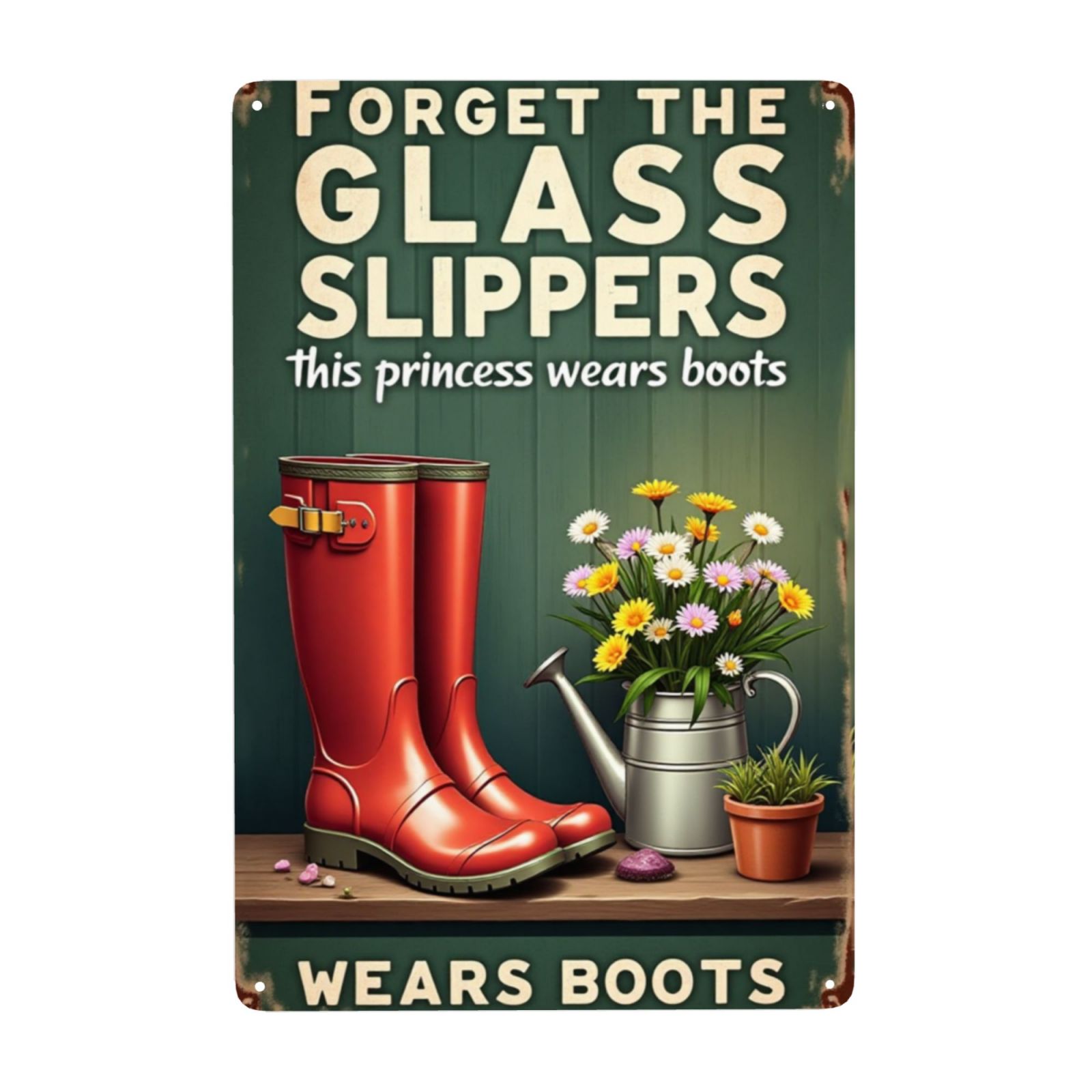 Vintage Metal Tin Sign Forget The Glass Slippers This Princess Wears ...