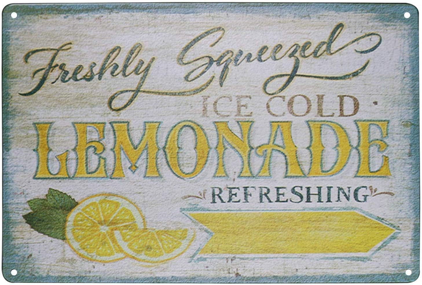 Vintage Metal Tin Sign Freshly Squeezed Lemonade Vintage Kitchen Decor ...