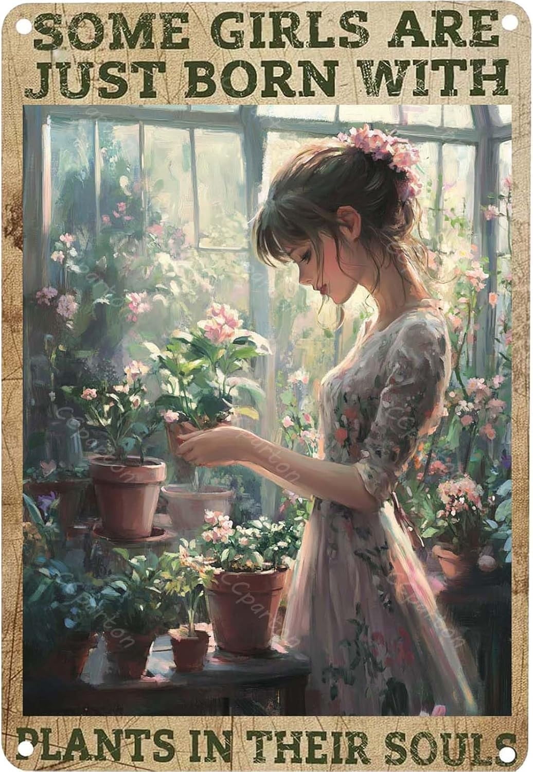 Vintage Metal Tin Sign Some Girls Are Just Born With Plants In Their ...