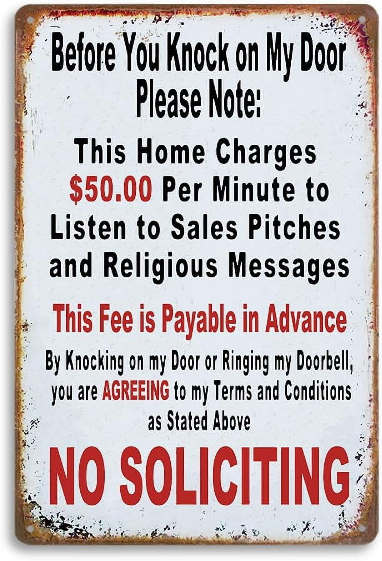 Vintage Metal Tin Sign - Humorous No Soliciting Message, 50 Charge ...
