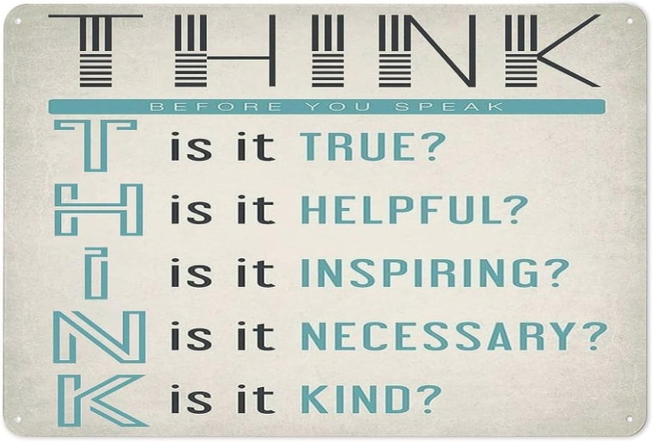 Vintage Metal Tin Sign Keep Calm Collection Think Before You Speak,True ...