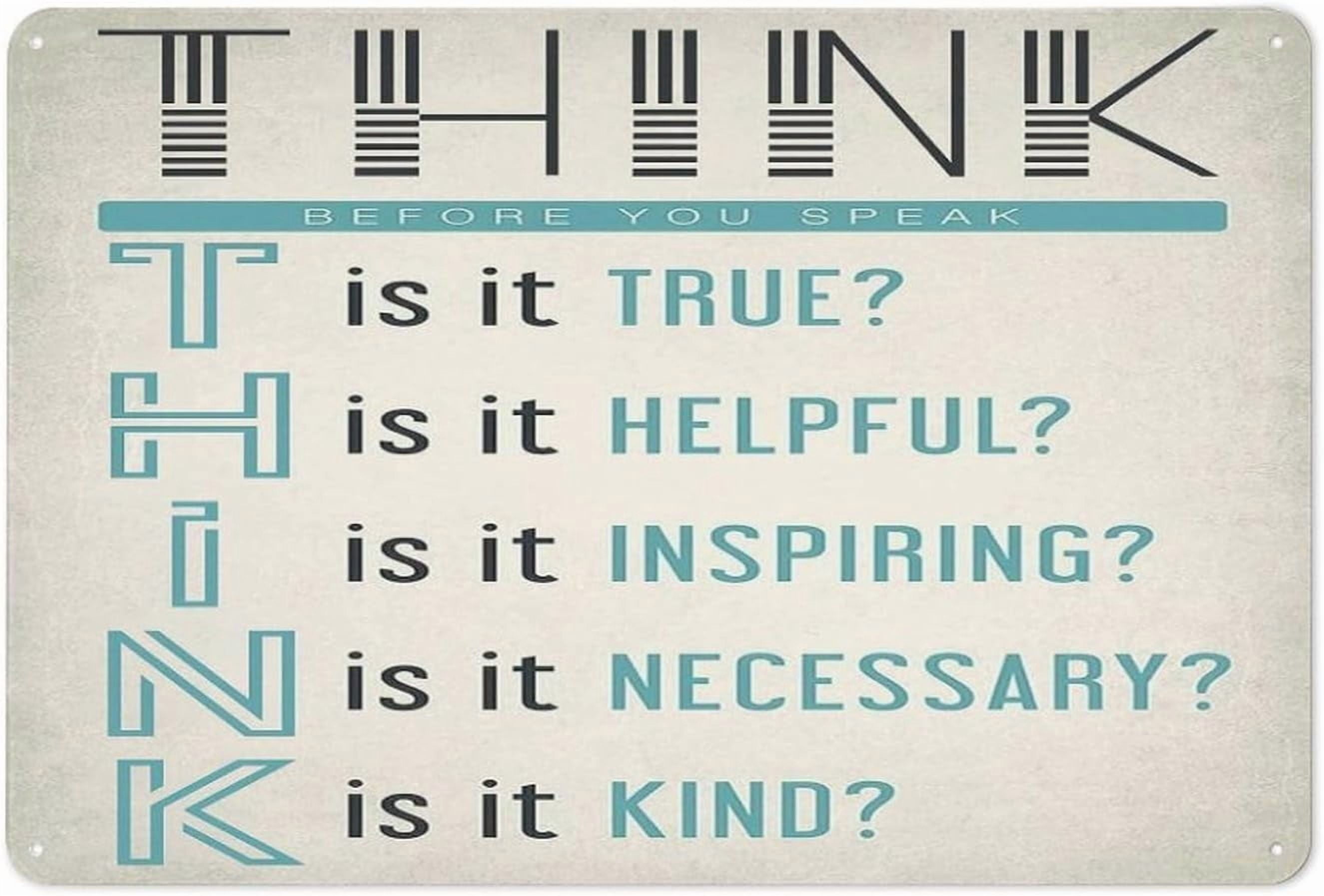 Vintage Metal Tin Sign Keep Calm Collection Think Before You Speak,True ...