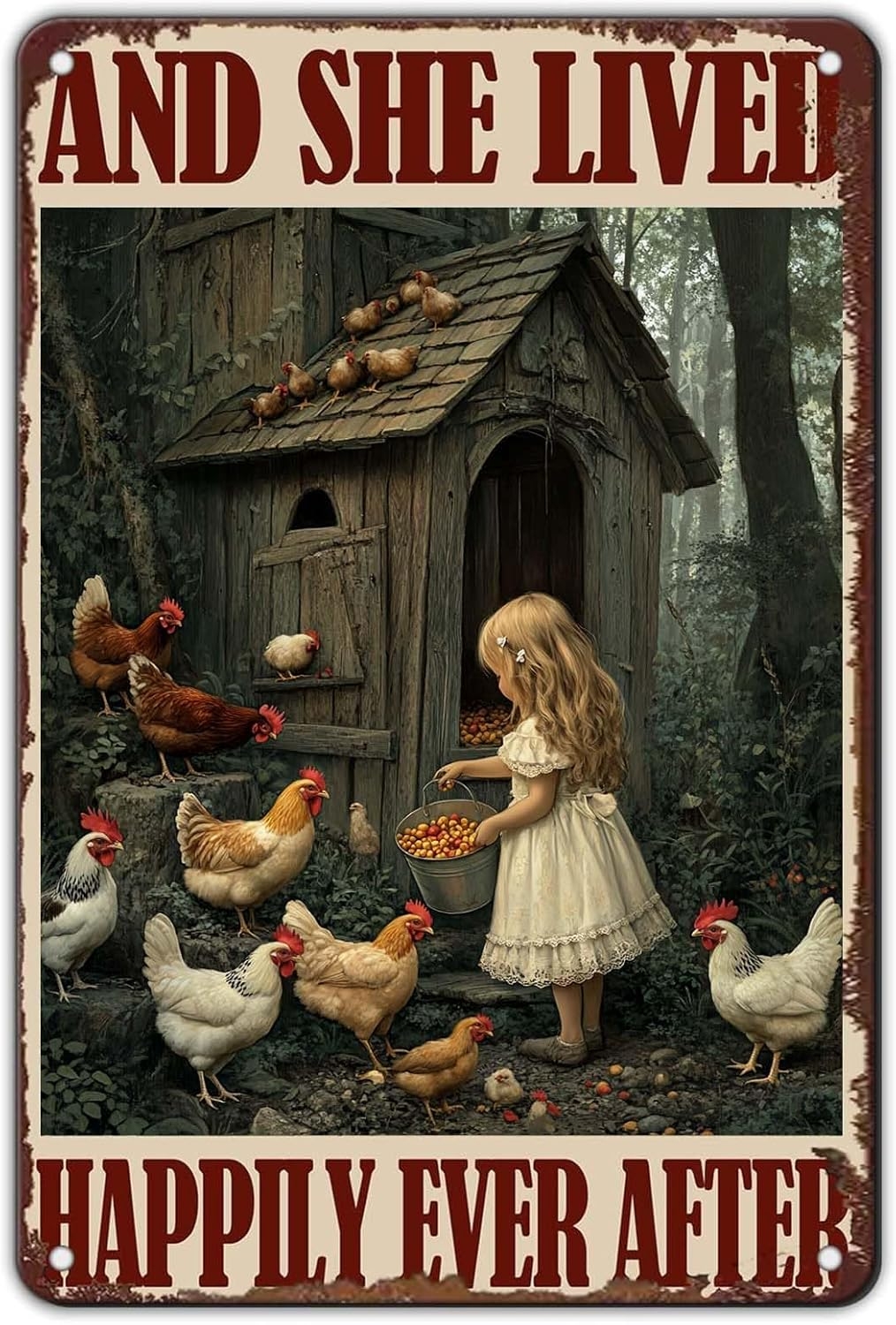 Vintage Metal Tin Sign And She Lived Happily Ever After Fairy Tale Girl ...