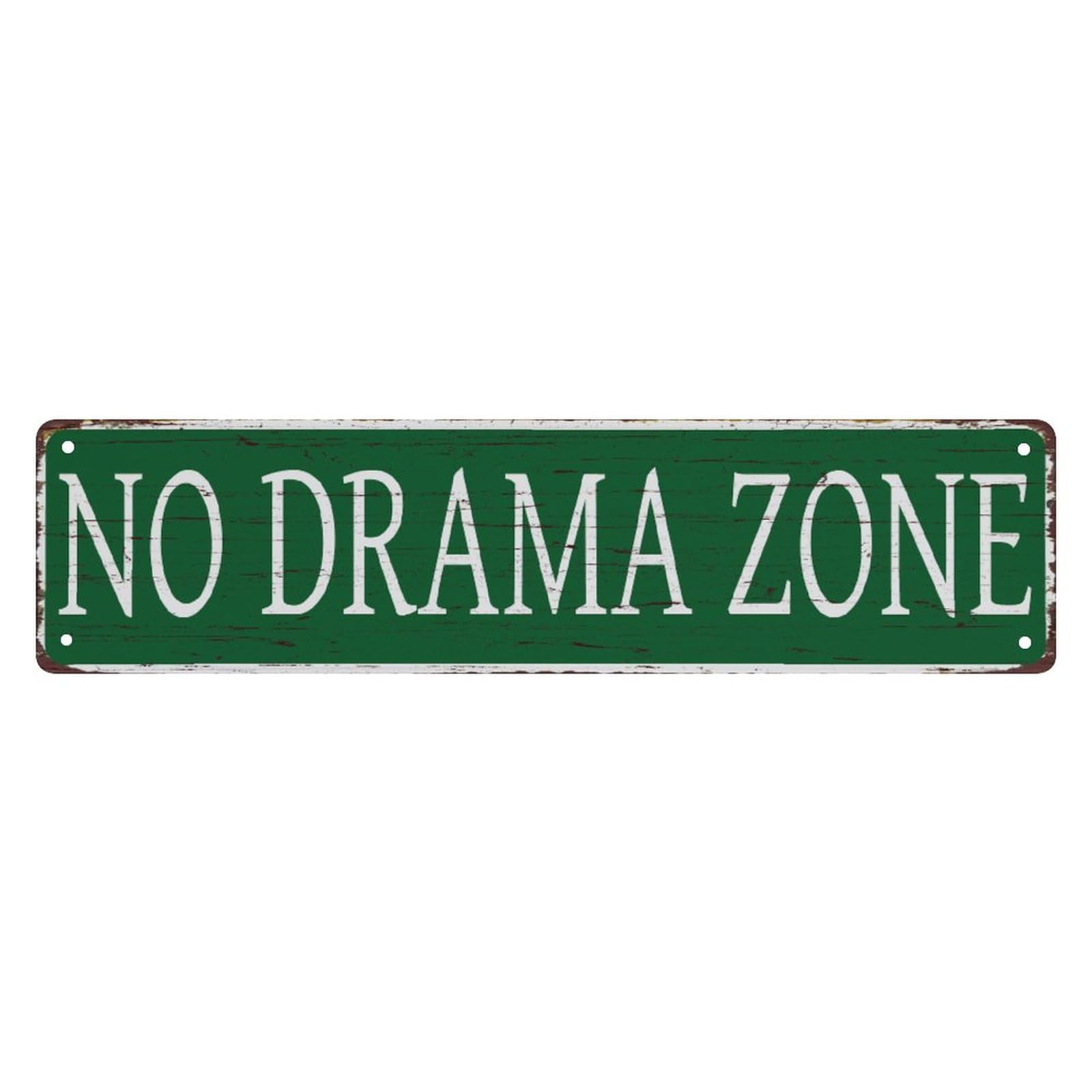 Vintage Metal Tin Sign No Drama Zone Metal Sign Street Signs Decor Man ...