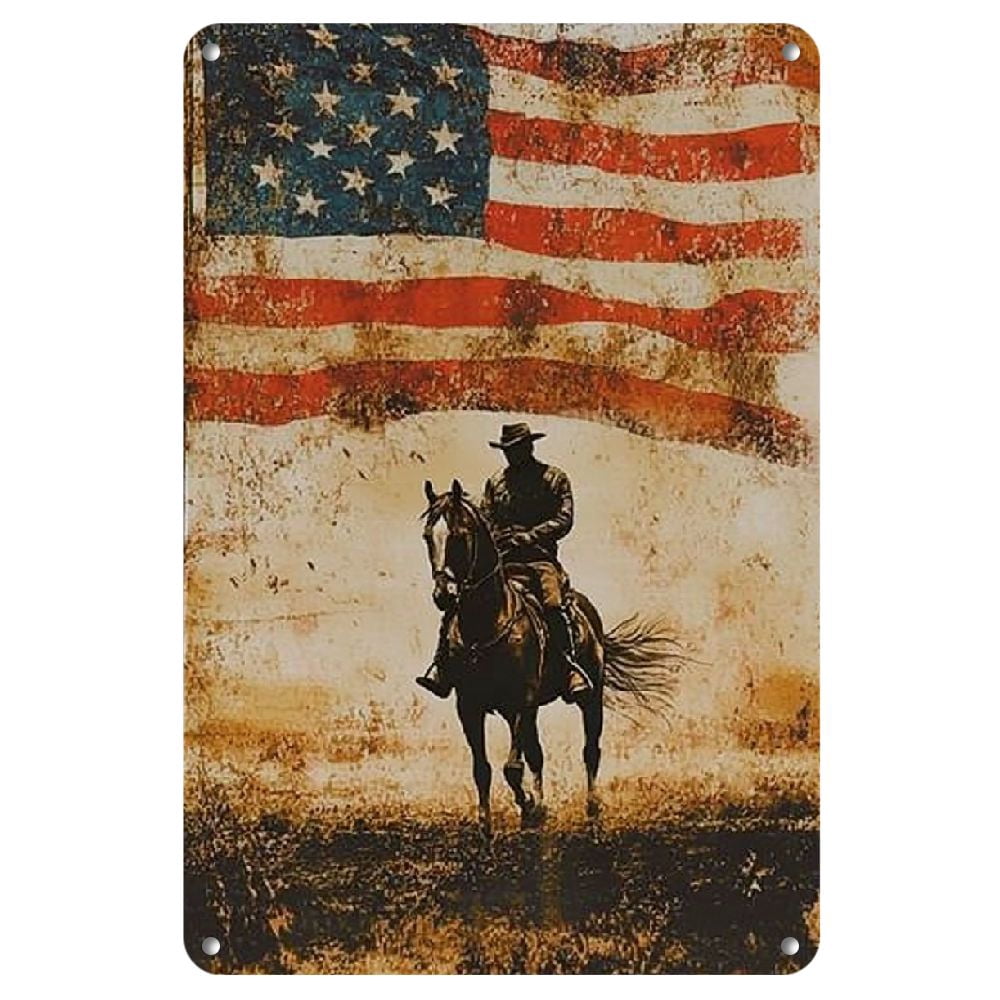 Vintage Metal Tin Sign, Patriotic Wall Art Plaque, Multipurpose Retro ...