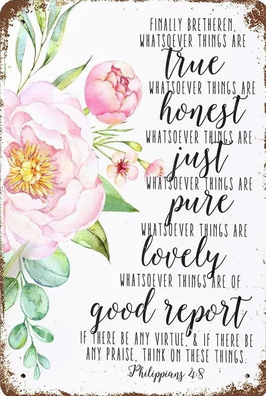 Vintage Metal Tin Sign Philippians 48,Whatsoever Things Are True ...