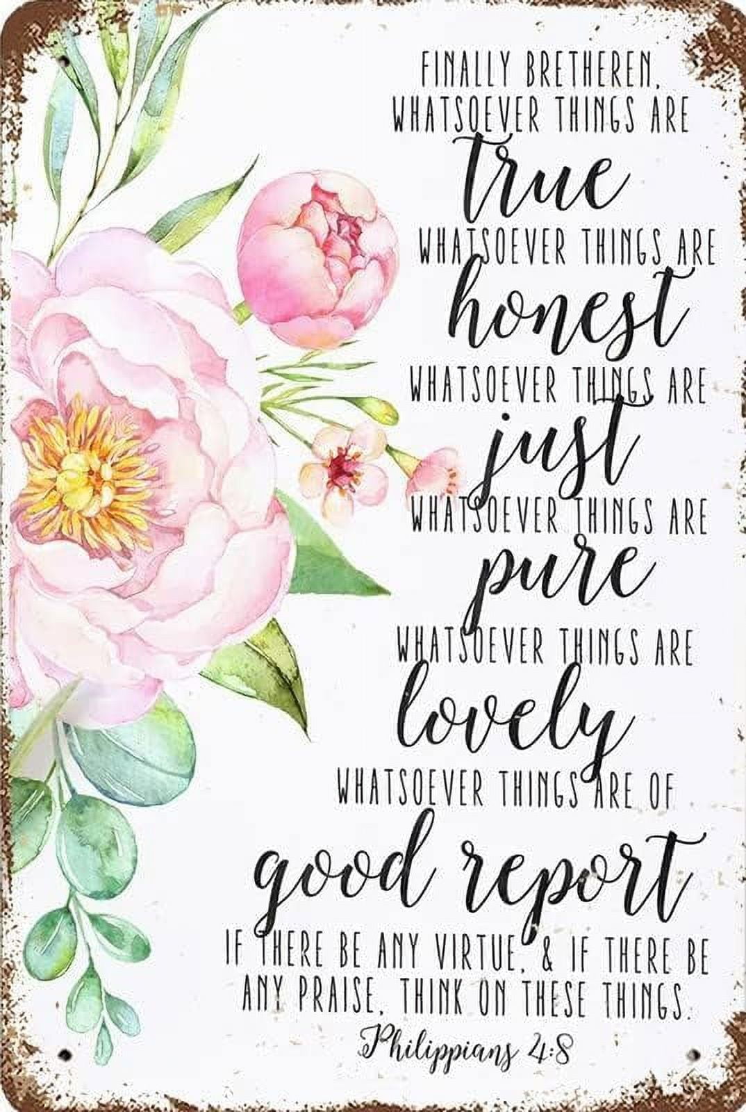 Vintage Metal Tin Sign Philippians 48,Whatsoever Things Are True ...