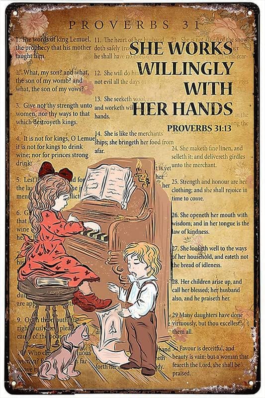 Vintage Metal Tin Sign Pianist She Works Willingly With Her Hands ...