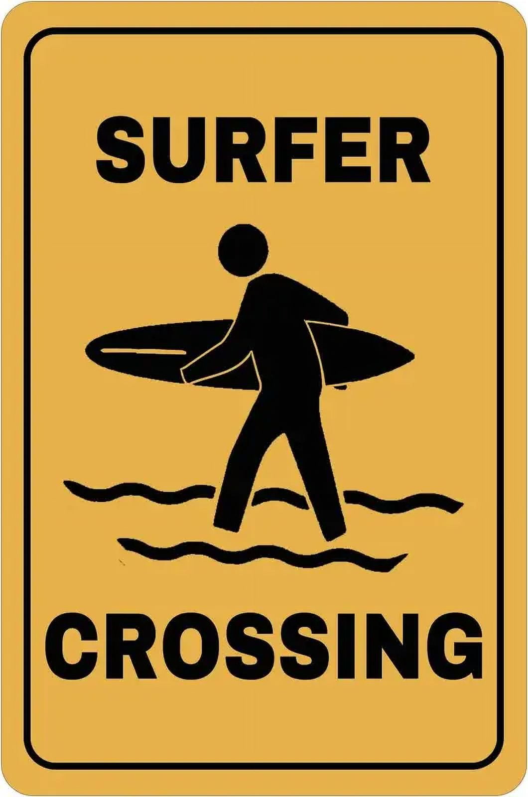 Vintage Metal Tin Sign SURFER Crossing Beach Sign for Home Coffee Shop ...