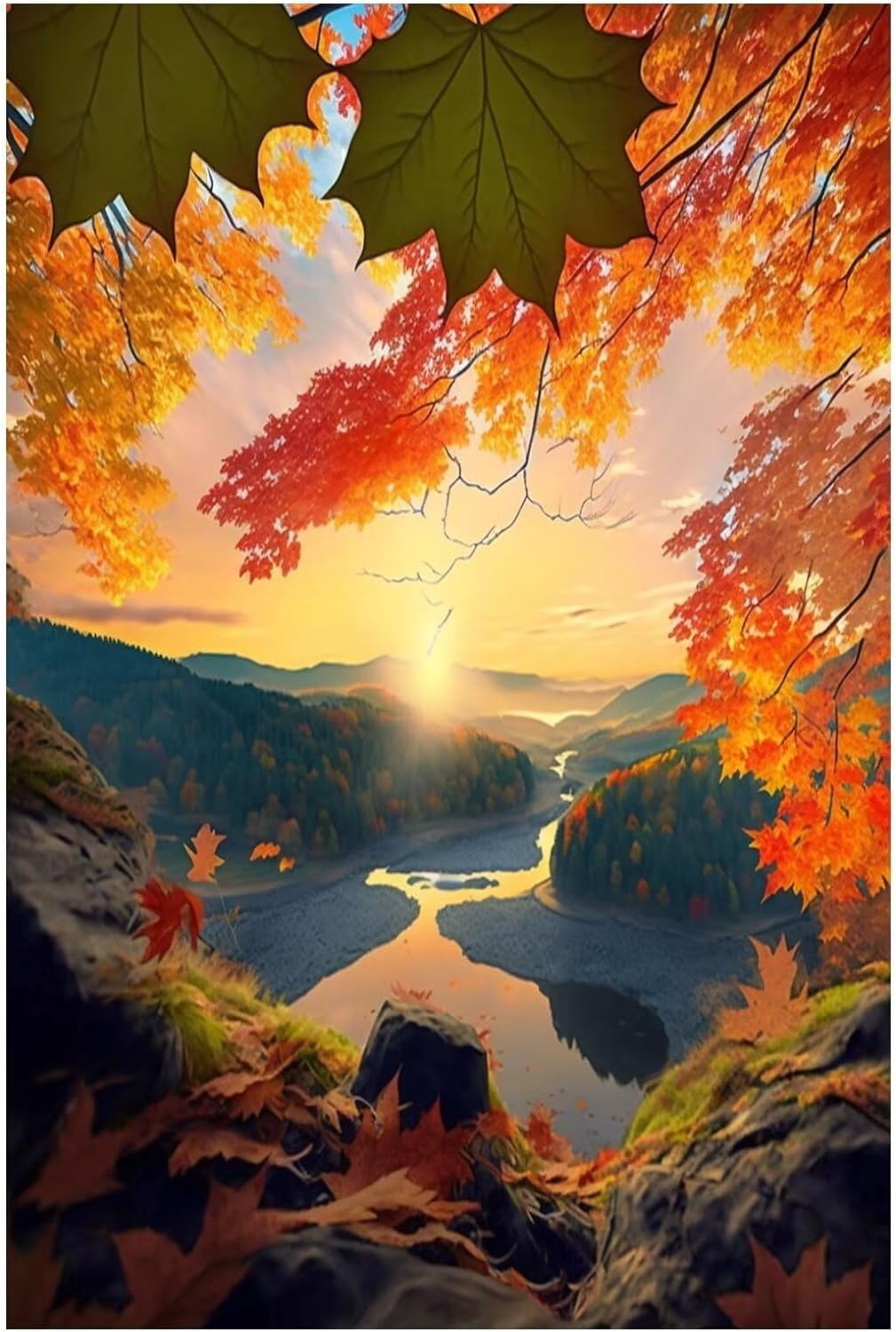 Vintage Metal Tin Sign - Sunset Maple Leaf Sign Scenic Area Sign Poster ...