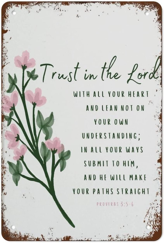 Vintage Metal Tin Sign Trust In The Lord Scripture Print Bible Verse ...
