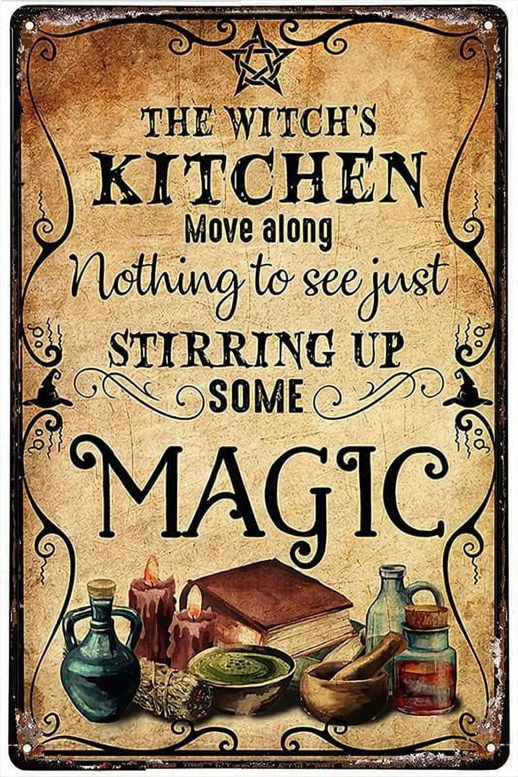 Vintage Metal Tin Sign Witch The Witch’S Kitchen Halloween Metal Tin ...