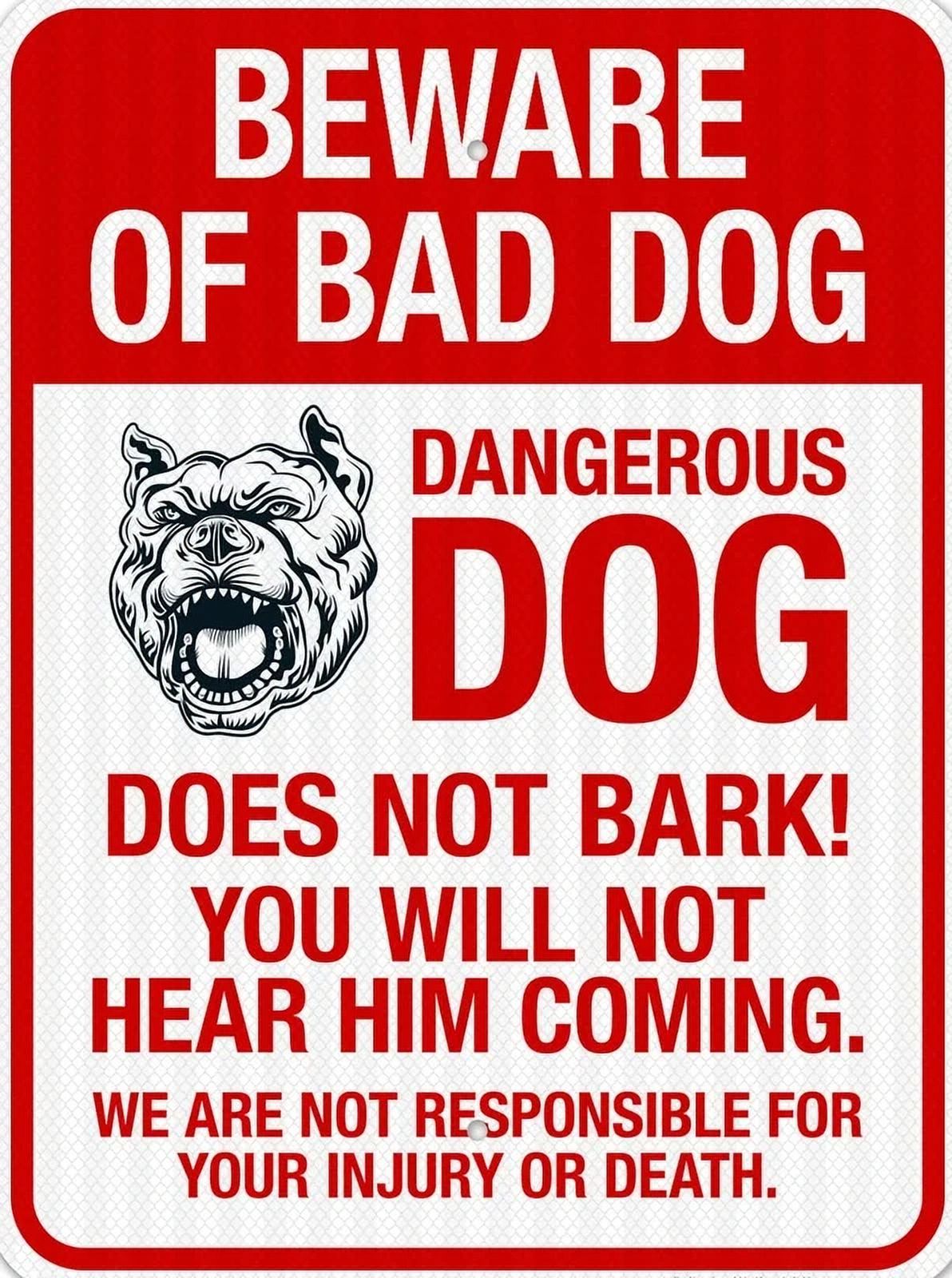 Vintage Metal Tin Sign for Beware of Bad Dog Dangerous Dog Does Not ...