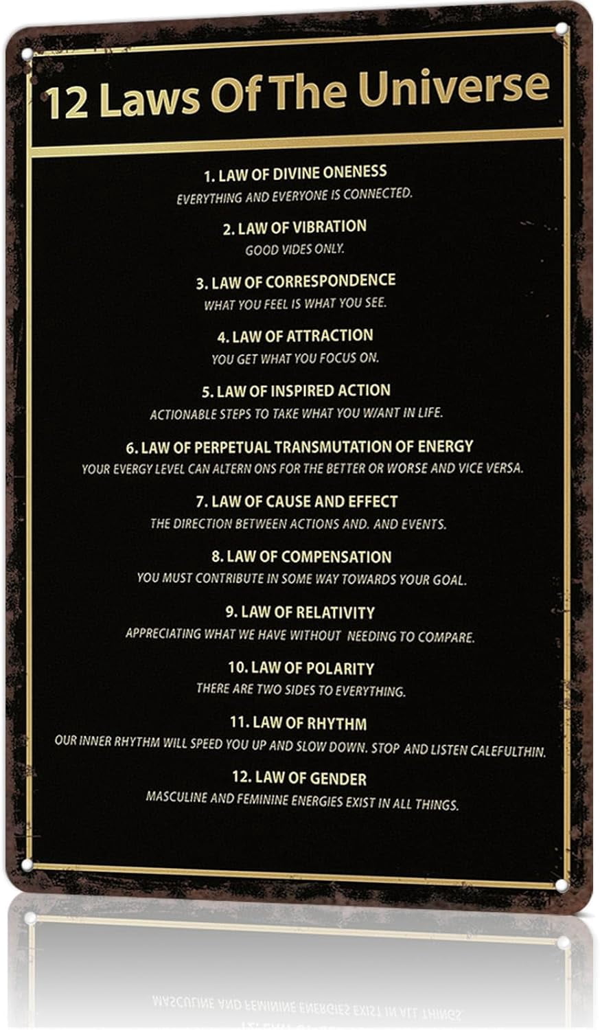 Vintage Metal Tin Signs 12 Laws of the Universe Wall Art Poster for ...