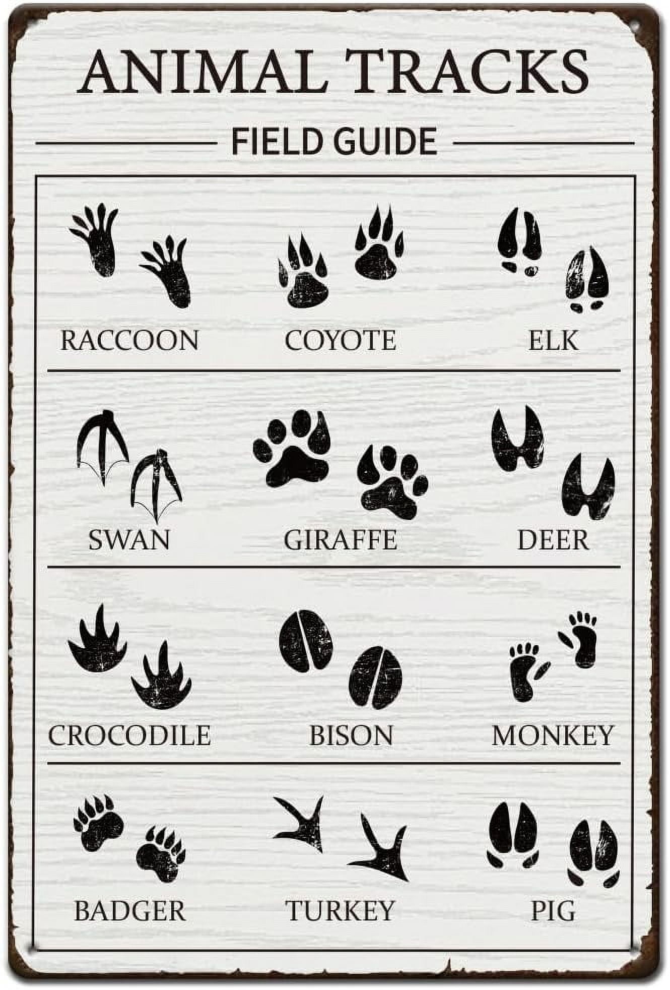 Vintage Metal Tin Signs Animal Tracks Retro Metal Animal Footprints ...