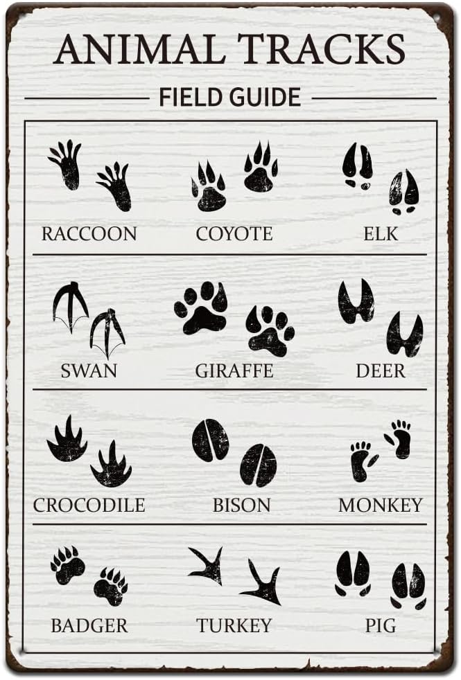 Vintage Metal Tin Signs Animal Tracks Retro Metal Animal Footprints ...