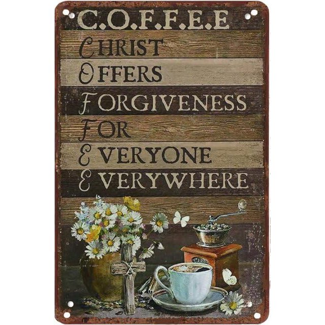 Vintage Metal Tin Signs Christ Offers Forgiveness Everyone Everywherebelieve In God Rustic
