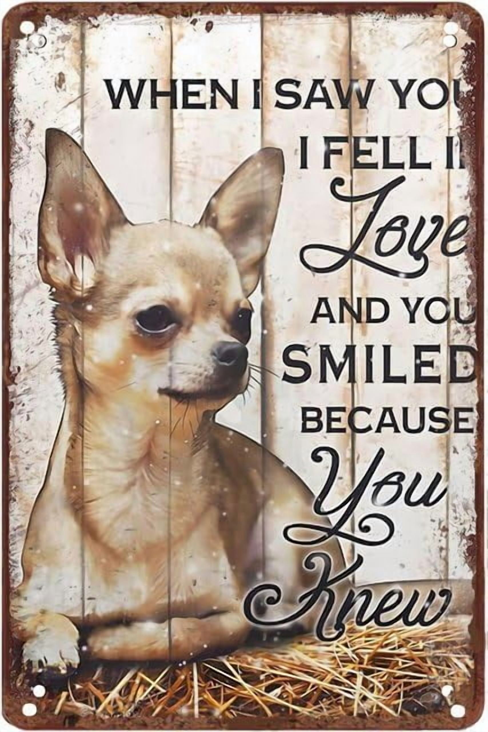 Vintage Metal Tin Signs Dog Fell In Love Patio Rustic Country Farmhouse ...