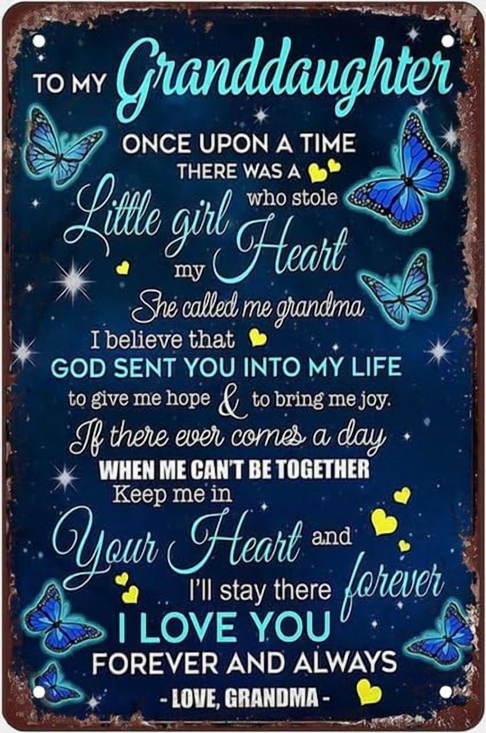 Vintage Metal Tin Signs Father'S Day Butterfly To My Granddaughter I ...