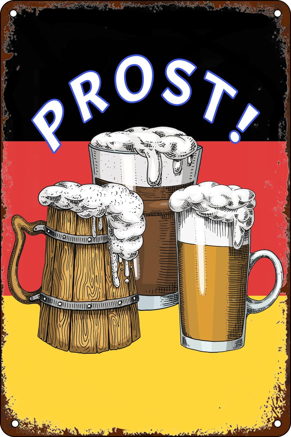 Vintage Metal Tin Signs German Wine Prost! Retro Party Patriotic Beer ...