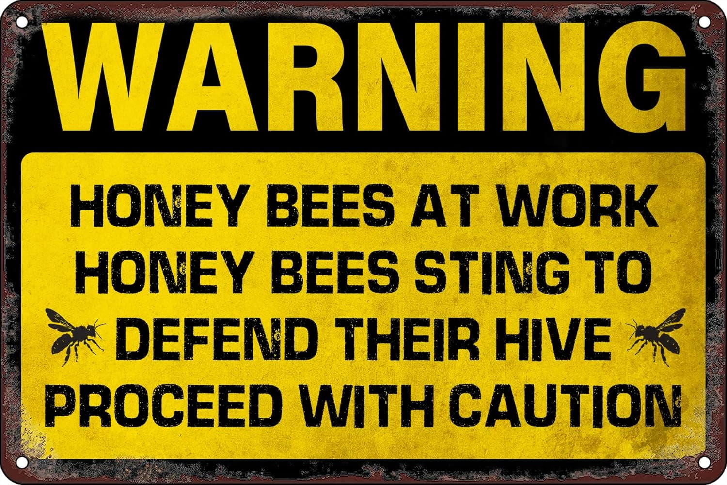 Vintage Metal Tin Signs Retro Warning Honey Bees at Work Honey Bees ...