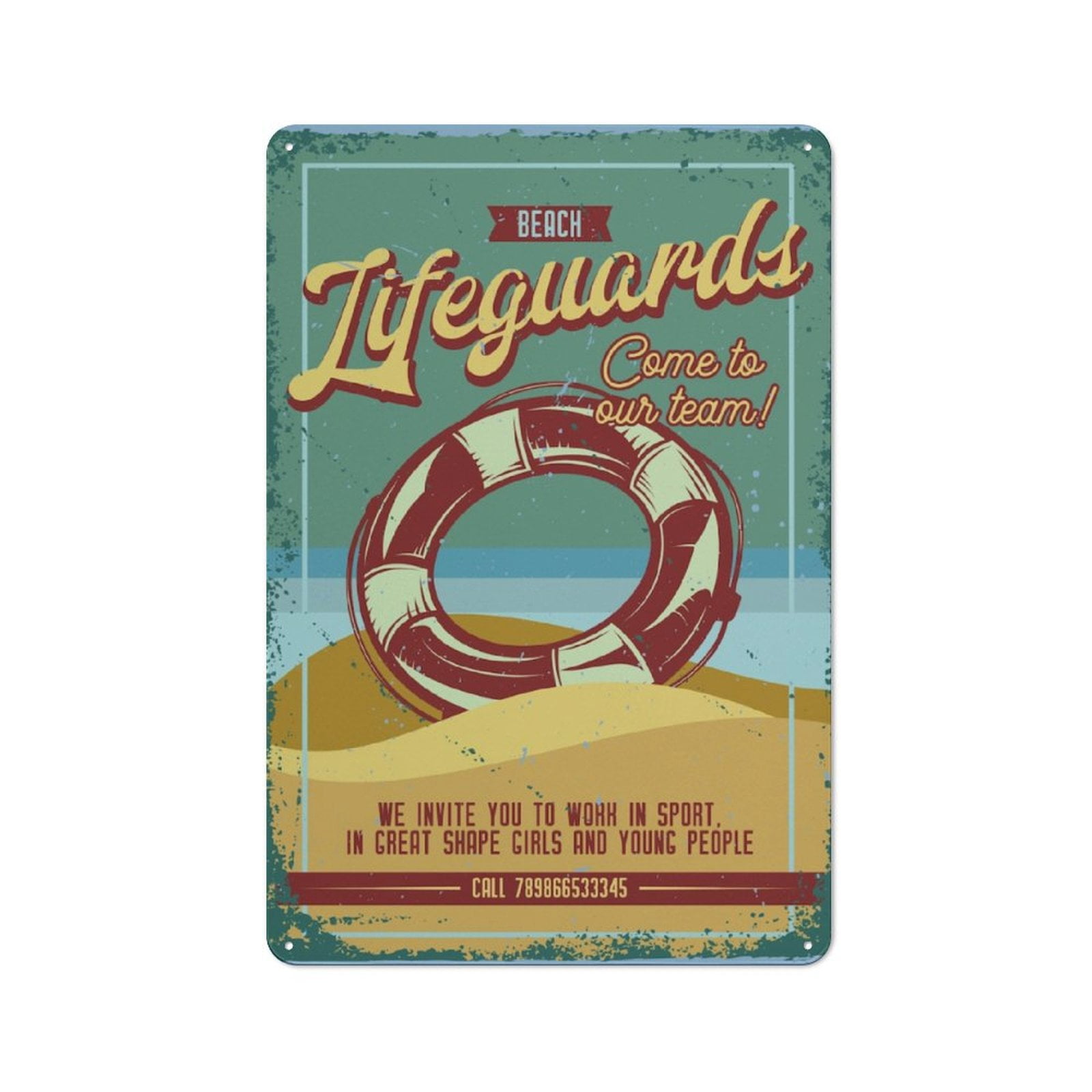 Vintage Metal Tin，Tin Hanging Picture Beach Guardians Wanted Join The ...