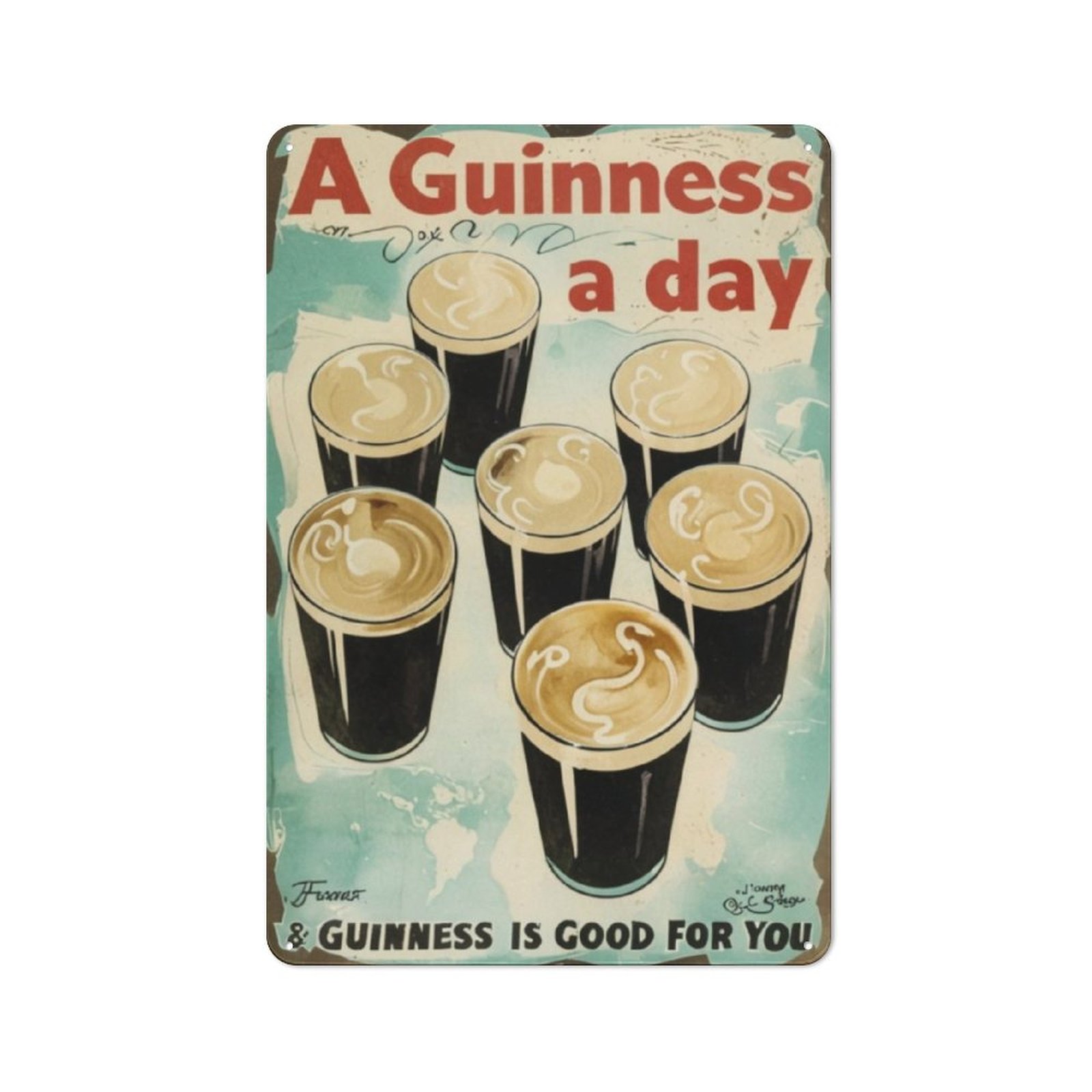 Vintage Metal Tin，Tin Hanging Picture “Guinness A Daily Indulgence with ...