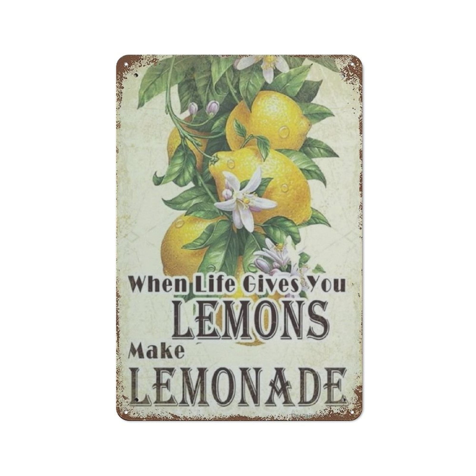 Vintage Metal Tin，Tin Hanging Picture “Positive Outlook Making Lemonade ...