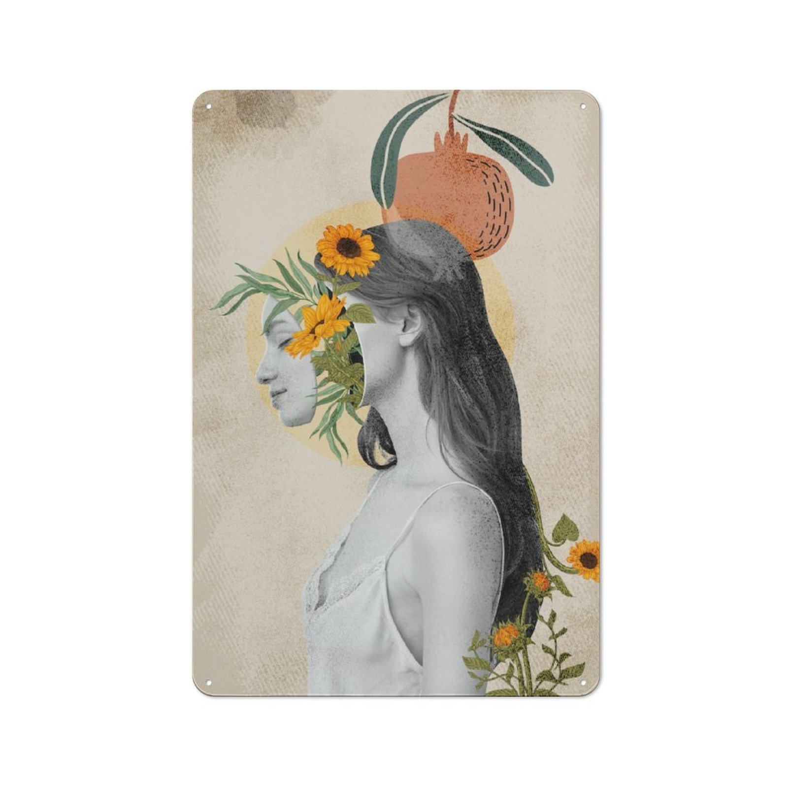 Vintage Metal Tin，Tin Hanging Picture Surreal Art Blending Realities in ...