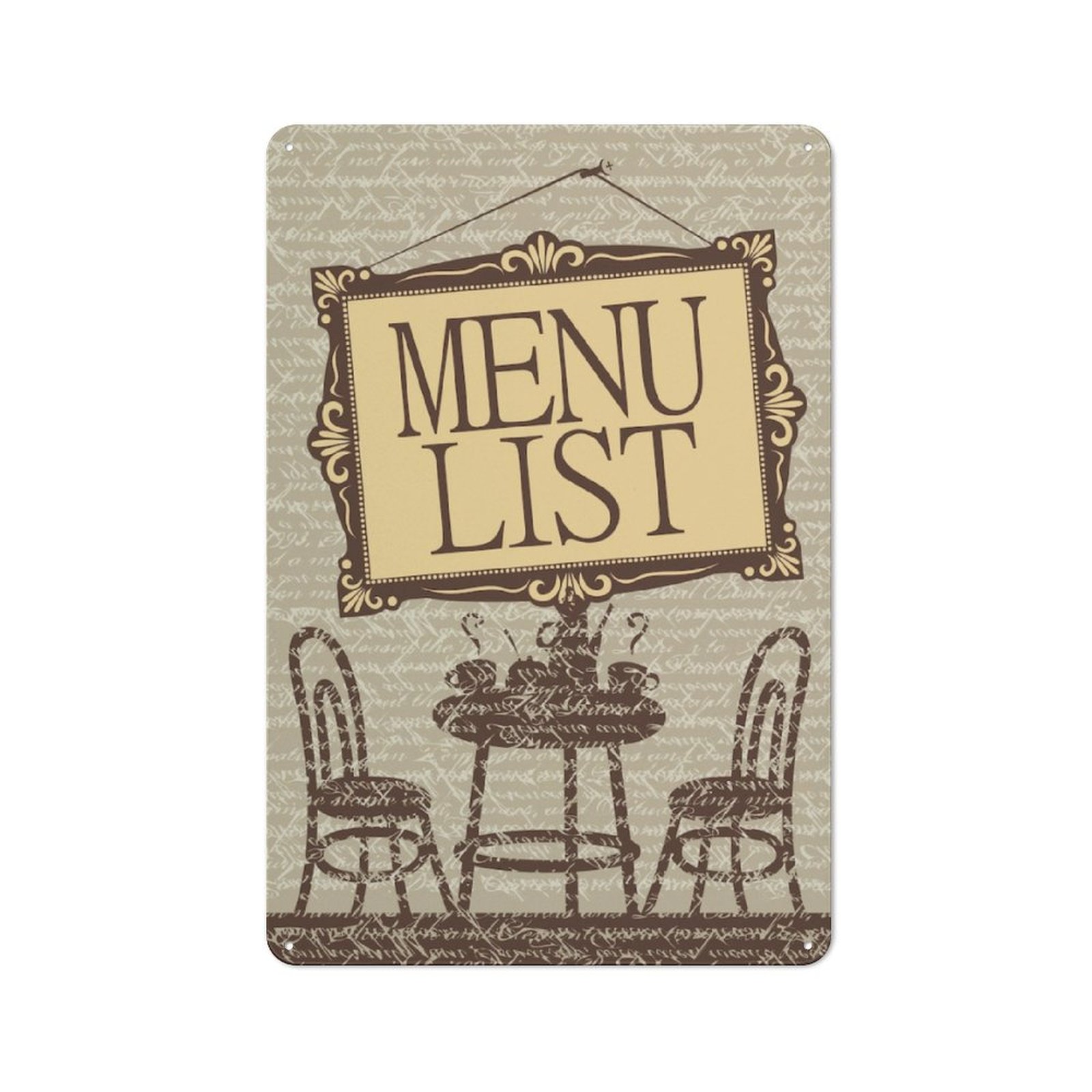 Vintage Metal Tin，Tin Hanging Picture Vintage - Style Menu Design ...