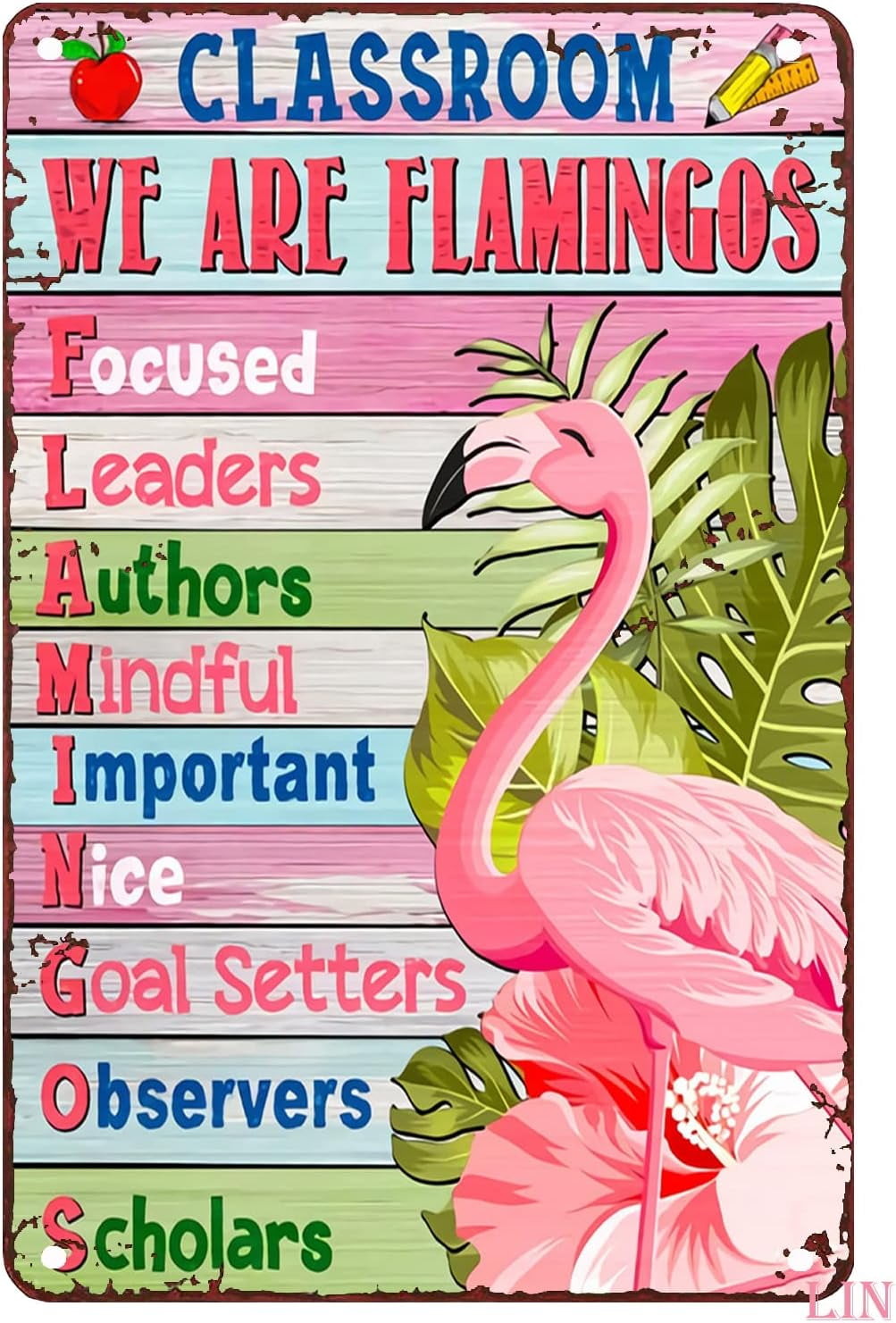 Vintage Metal Wall Art In This Classroom We Are Flamingos Custom ...